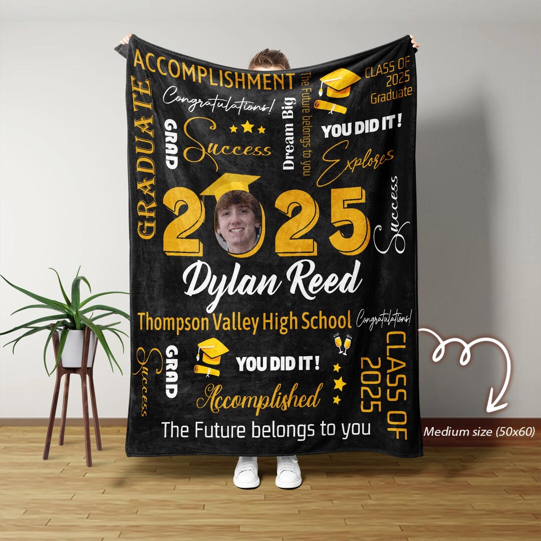 Personalized Graduate Blanket, Senior Graduation Gift, Graduate Blanket ...