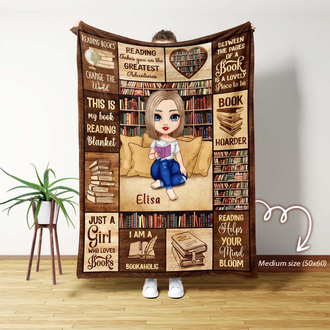 Personalized Reading Blanket With Name for Book Lover, Cozy Reading ...