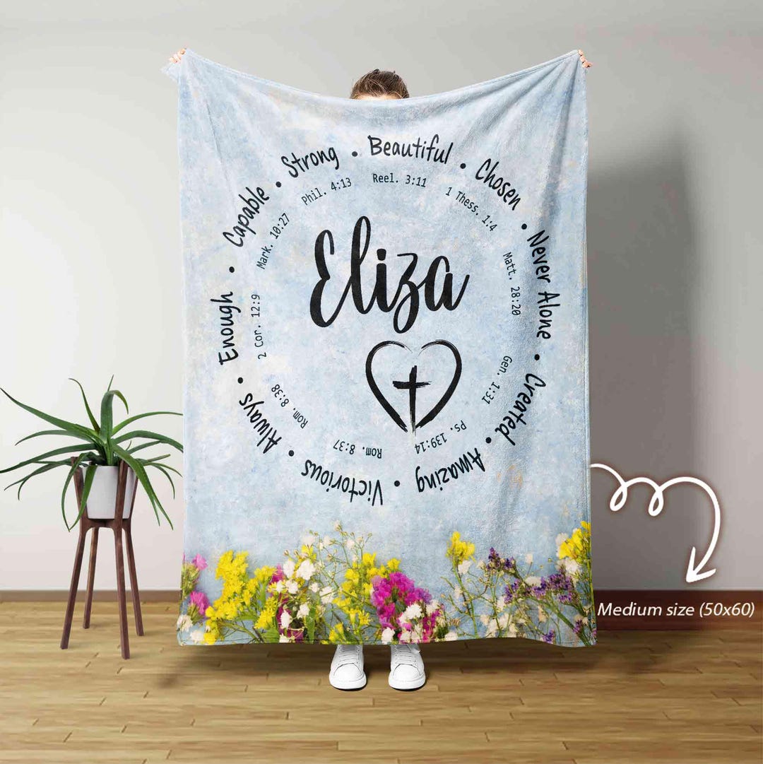 Personalized Name Faith Blanket, Bible Verse Blanket, God Blanket ...