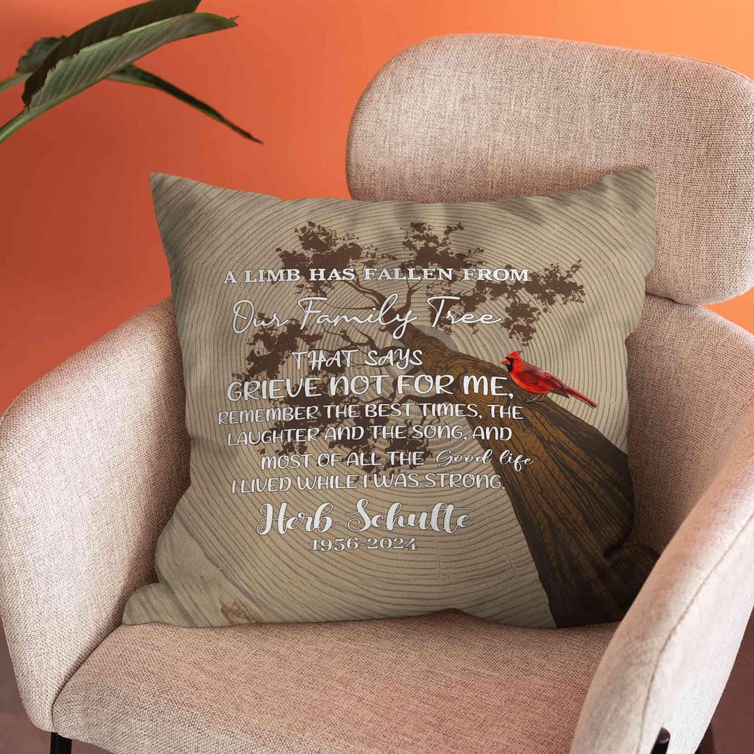 Personalized Memorial Pillow, A Limb Has Fallen Pillow, Cardinal ...