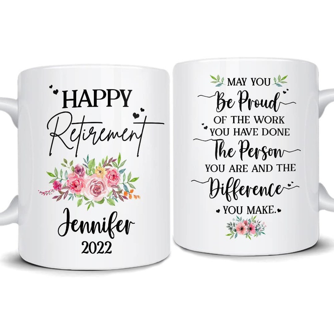 Happy Retirement Mug, Custom Mug With Name, Happy Retirement Gift ...