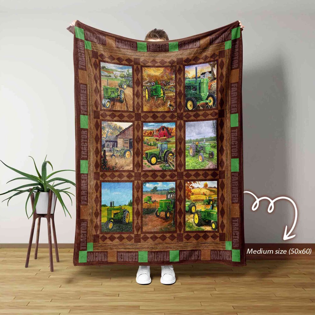 Tractor Blanket, Tractor Fleece Sherpa Blanket, Tractor Daddy Blanket ...