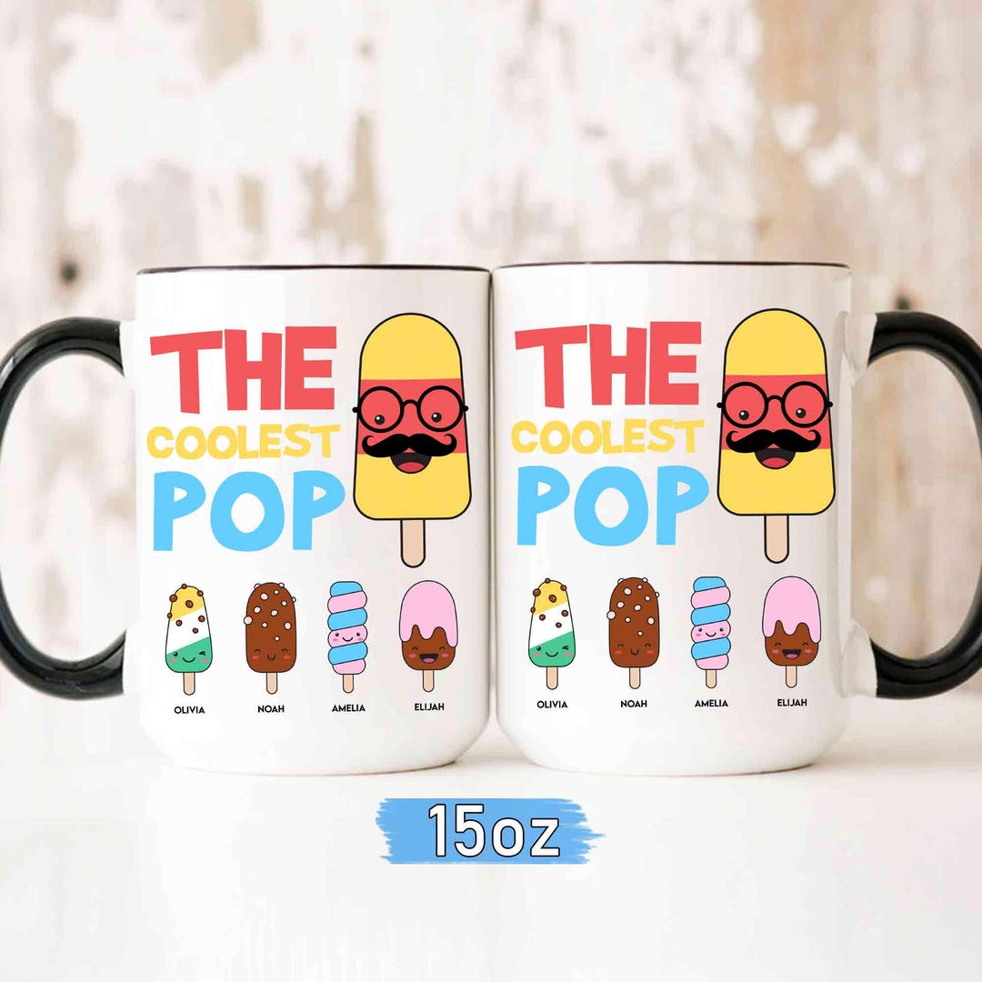 The Coolest Pop Mug, Personalized Popsicle Family Mug, Custom Kid Name ...