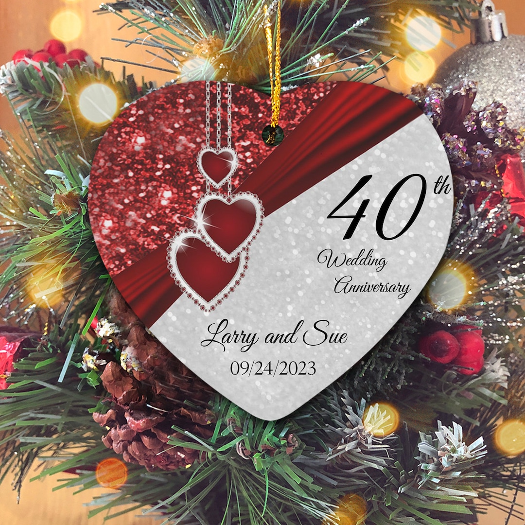 40th Wedding Anniversary Ornament, Custom Milestone Anniversary ...