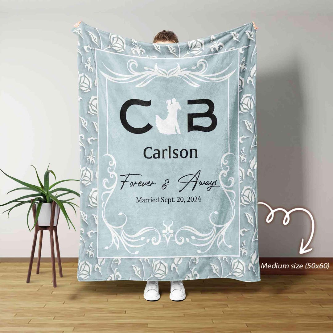 Personalized Two Initials and Date, Wedding Blanket, Custom Wedding ...