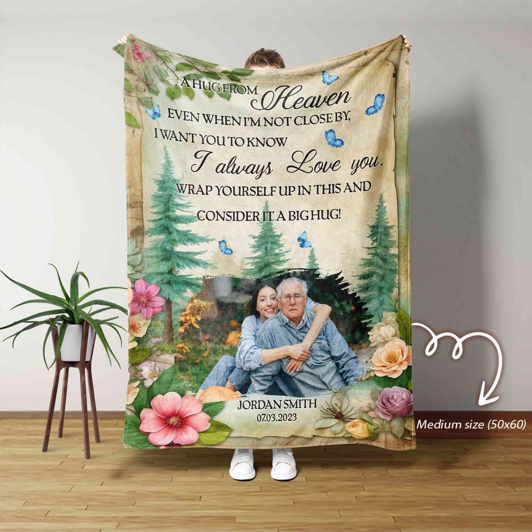 Personalized Memorial Blanket, A Hug From Heaven Blanket, Memorial ...