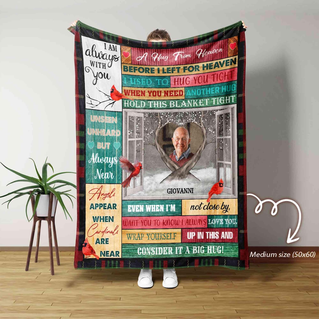 Personalized Memorial Blanket, A Hug From Heaven Blanket, Memorial ...