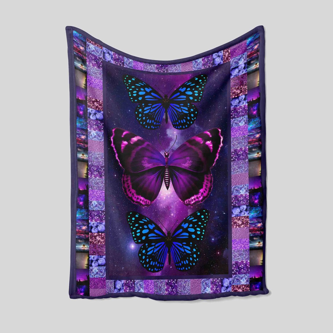 Purple Butterfly Blanket, Family Throw Blanket, Blanket for Gift ...