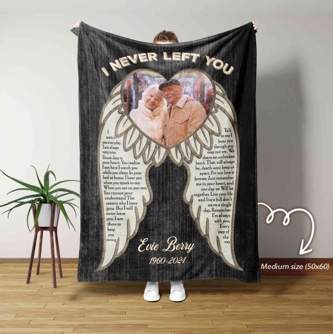 Personalized Memorial Photo Blanket, I Never Left You Memorial Blanket ...