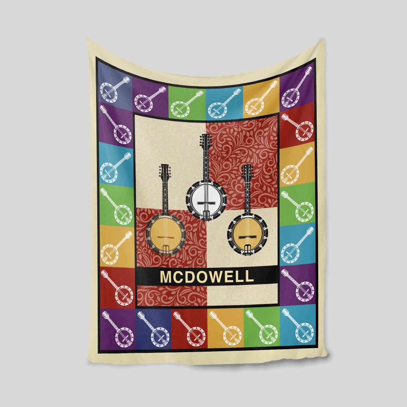 Personalized Banjo Blanket With Name, Colorful Music Throw Gift for ...