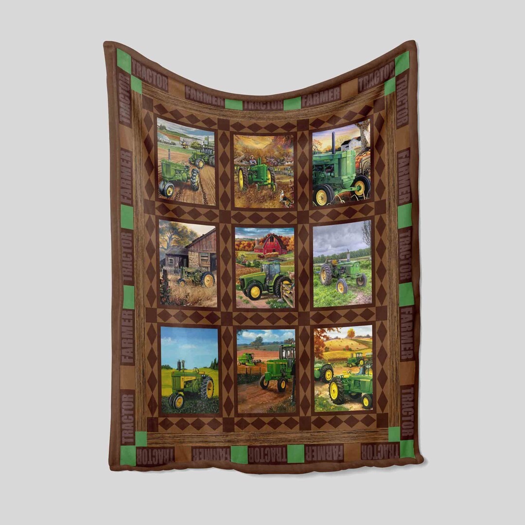 Tractor Blanket, Tractor Fleece Sherpa Blanket, Tractor Daddy Blanket ...