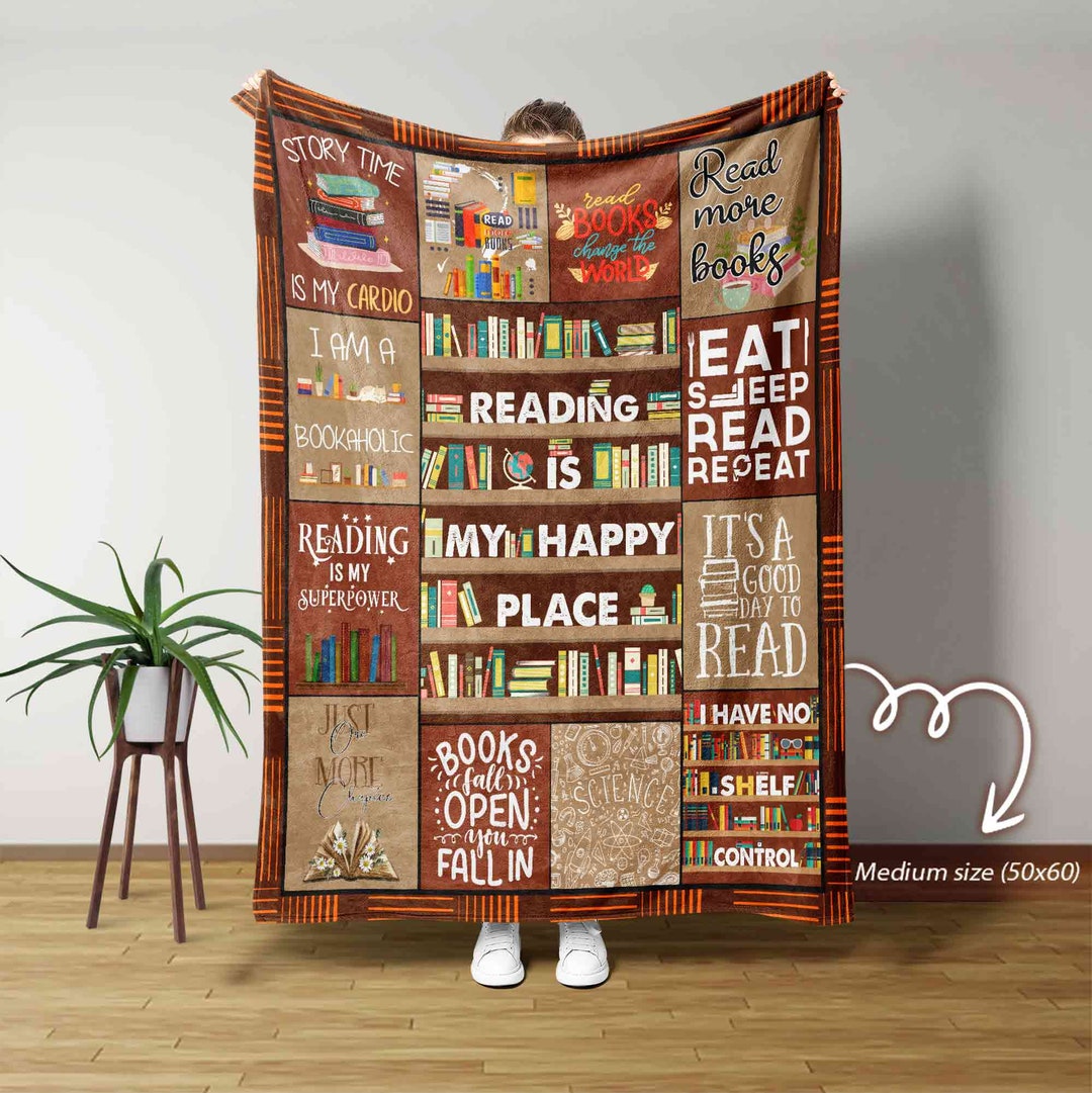Reading is My Happy Place Blanket, Book Blanket, Reading Blanket, Book ...