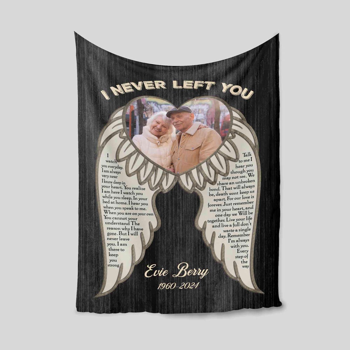 Personalized Memorial Photo Blanket, I Never Left You Memorial Blanket ...