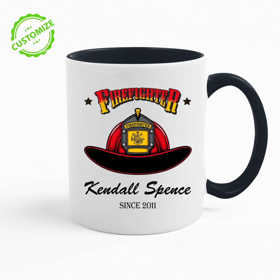 Personalized Firefighter Mug, Custom Firefighter Mug, Fireman Helmet ...