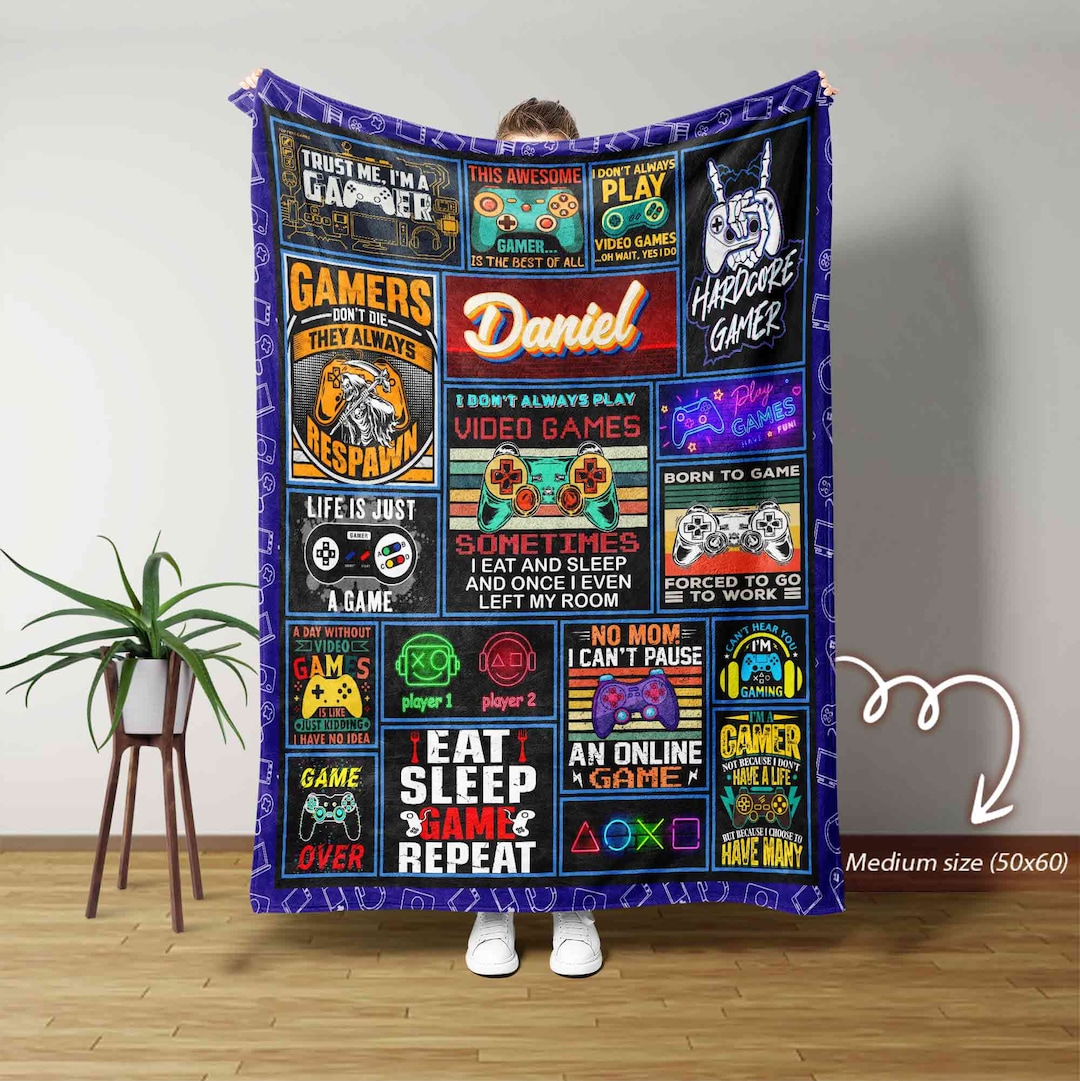 Personalized Gaming Blanket, Video Game Blanket, Gamer Blanket, Custom ...