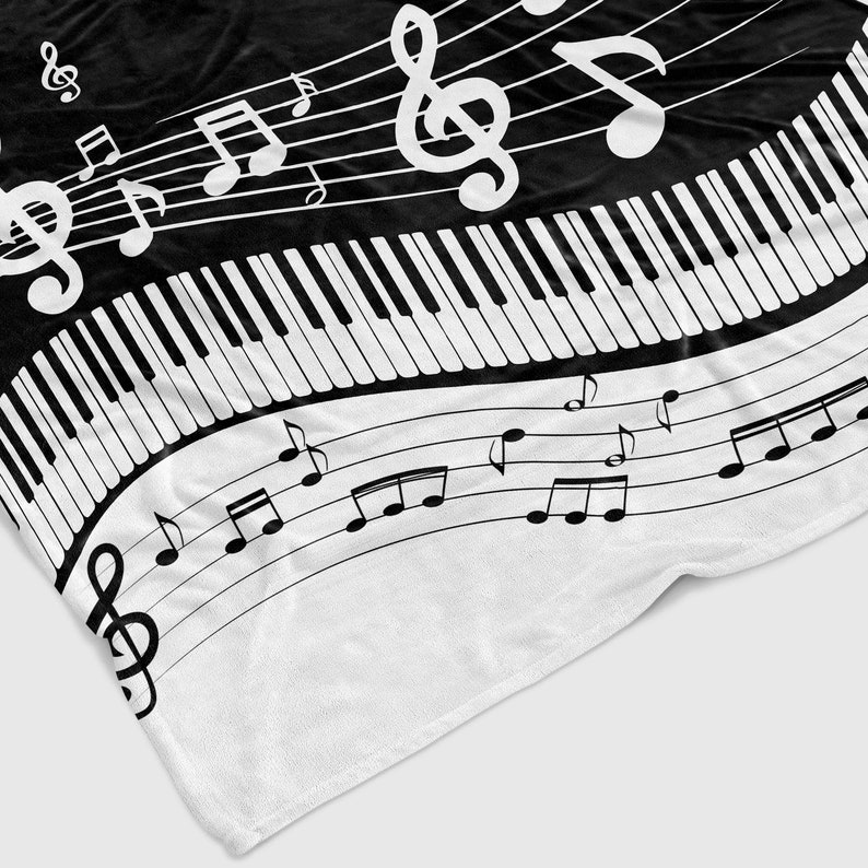 Custom Music Blanket With Name, Piano Music Blanket, Music Lover ...