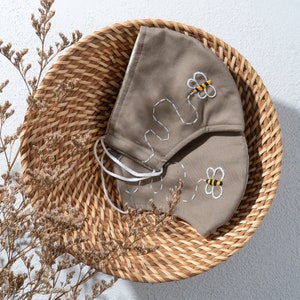 Buy 3 Get 1 Free - Bees Embroidered Linen Mask, Reusable Face Masks ...