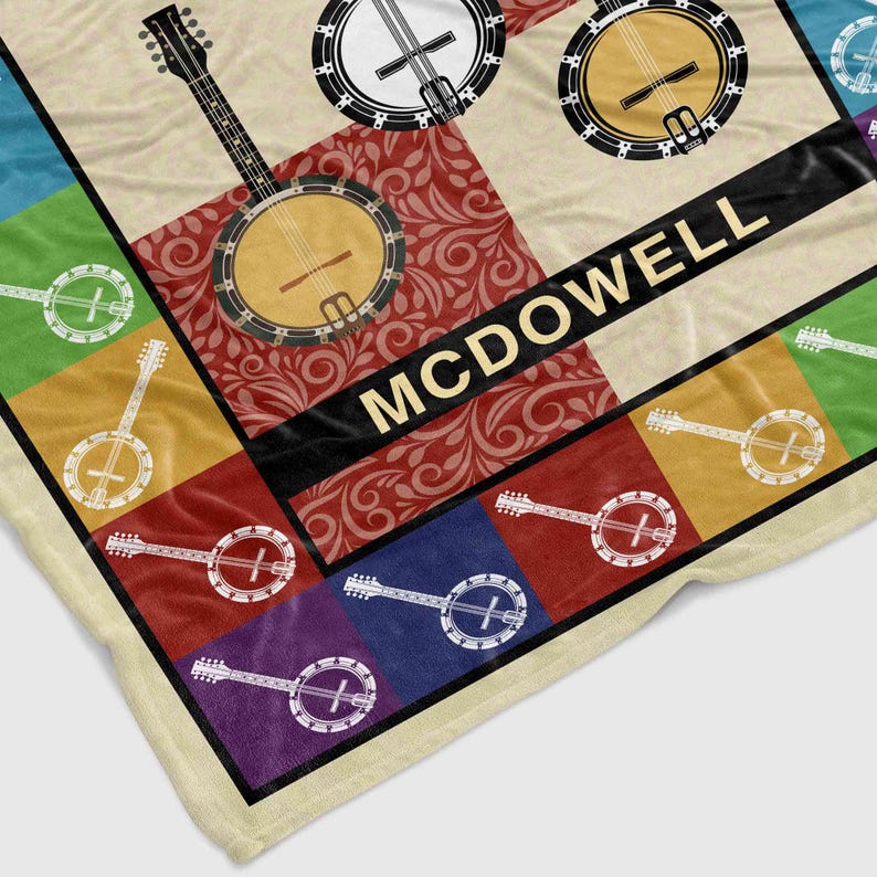 Personalized Banjo Blanket With Name, Colorful Music Throw Gift for ...