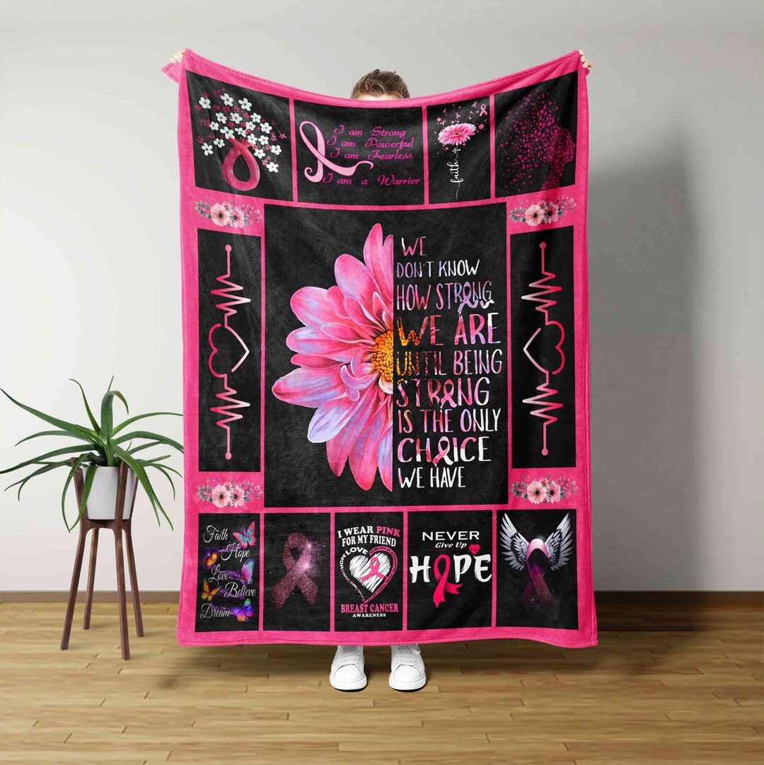 Breast Cancer Blanket, Pink Warrior Gift, Support for Cancer, Cancer ...