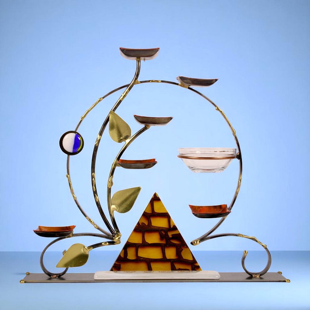 Gary Rosenthal Wooden Pyramid Sculptural Seder Plate With Salt Water ...