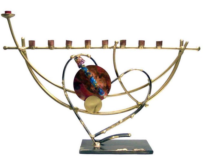 Gary Rosenthal Broken Wedding Glass Hanukkah Menorah - Etsy