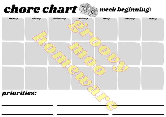 Printable Chore Chart Cleaning Rota DIGITAL DOWNLOAD | Etsy