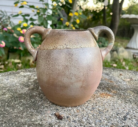 Wood Fire Vase Handled Vase Wood Fire Pottery | Etsy