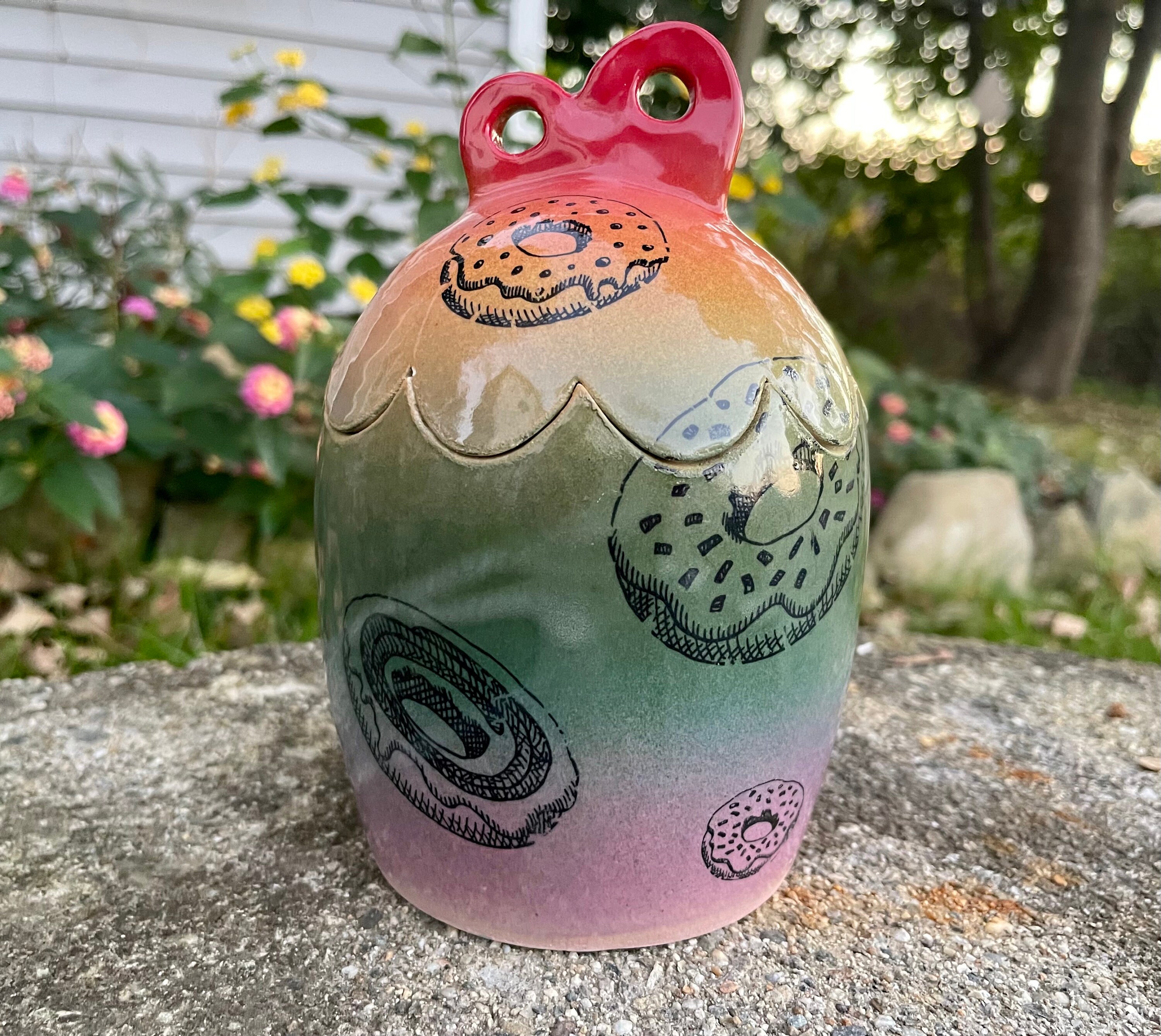 Rainbow Donut Jar Rainbow Donut Cookie Jar Cookie Jar - Etsy