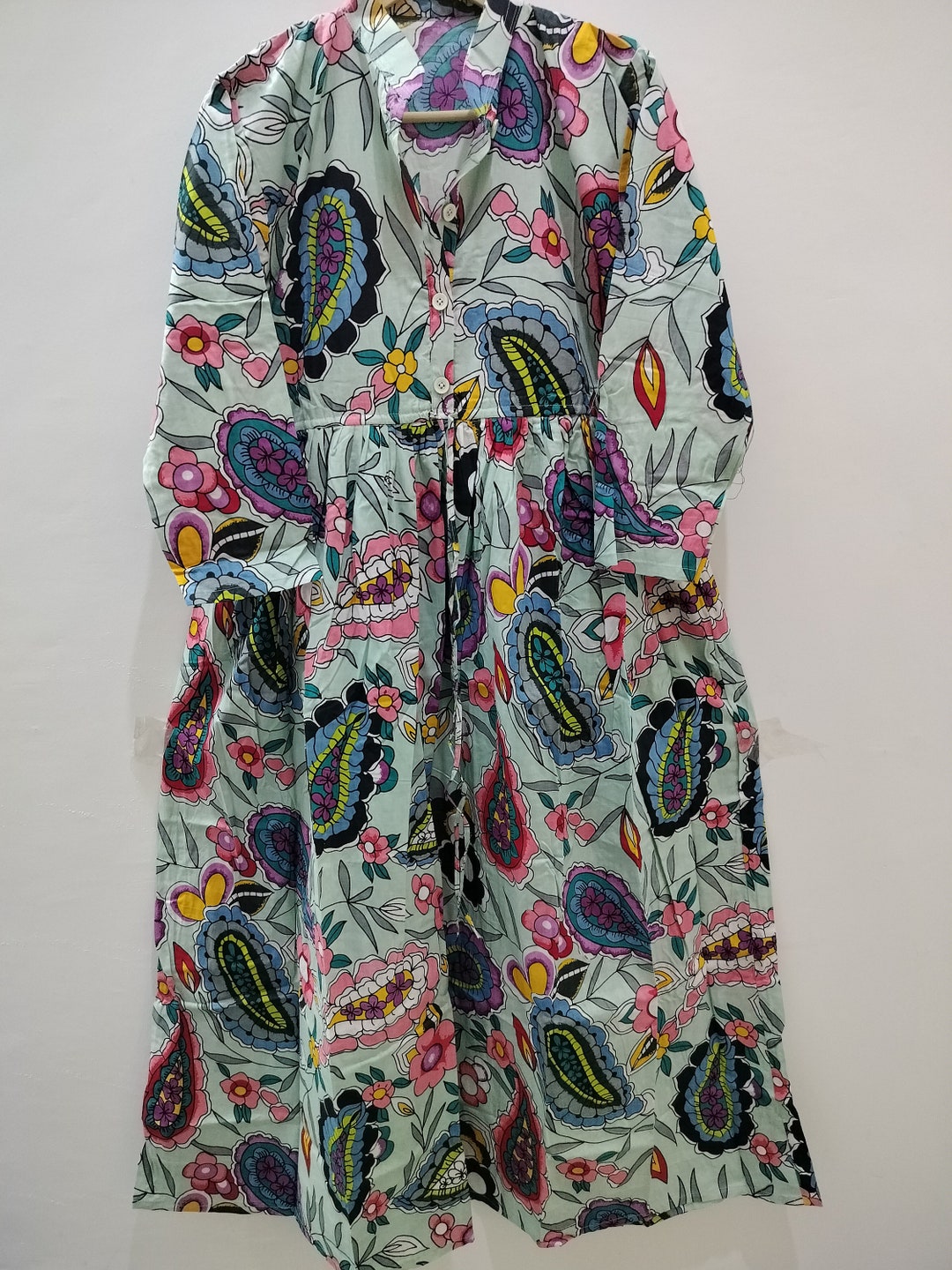 Orange Hand Print Dress,handblock Cotton Dress,indian Print Dress ...