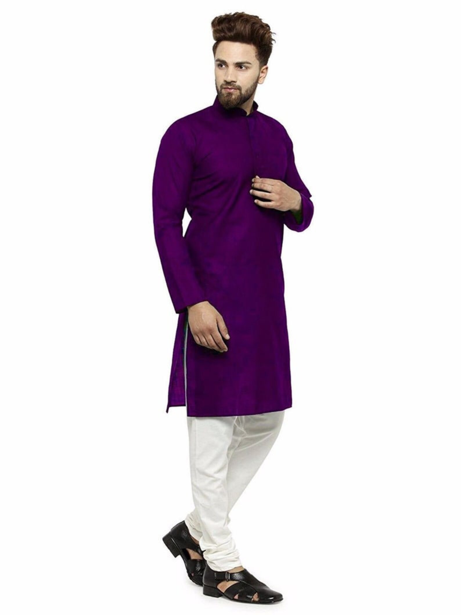 Handmade Indian Men's Cotton Kurta: Traditional Solid Shirt - Etsy