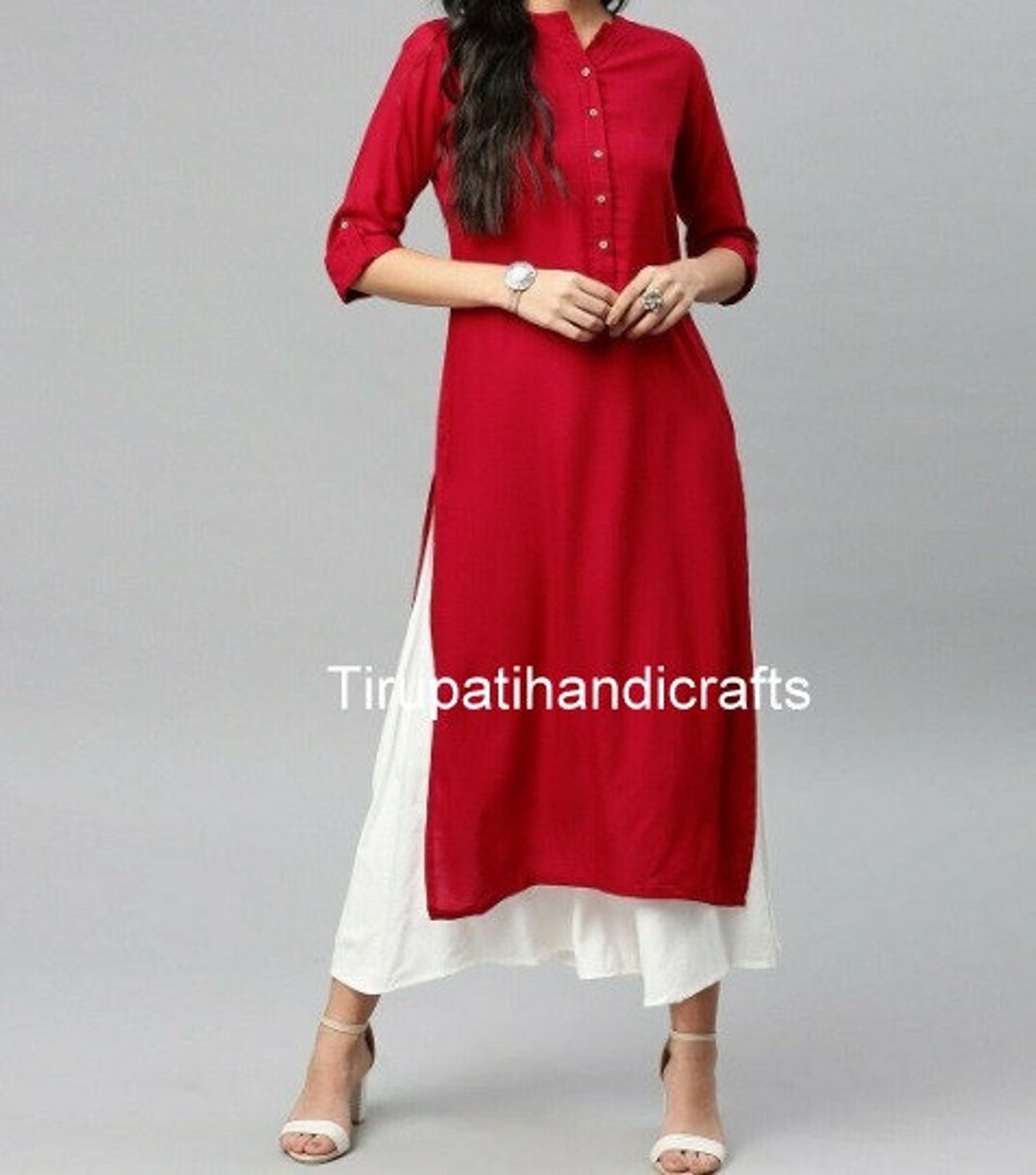 Women's Kurti Top Tunics Handmade Solid Top Designer Kurti Kurta ...