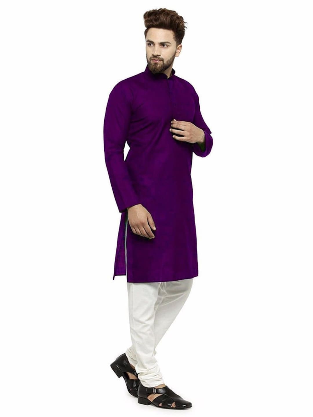 Handmade Indian Men's Cotton Kurta: Traditional Solid Shirt - Etsy