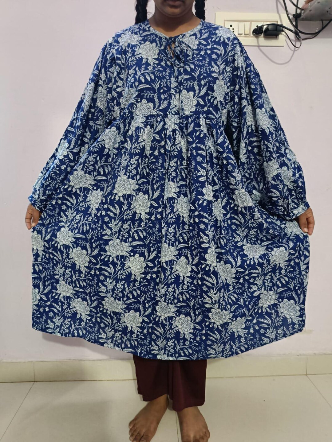 Floral Hand Block Print Kyra Long Dress | Bohemian Cotton Dress Dresses ...