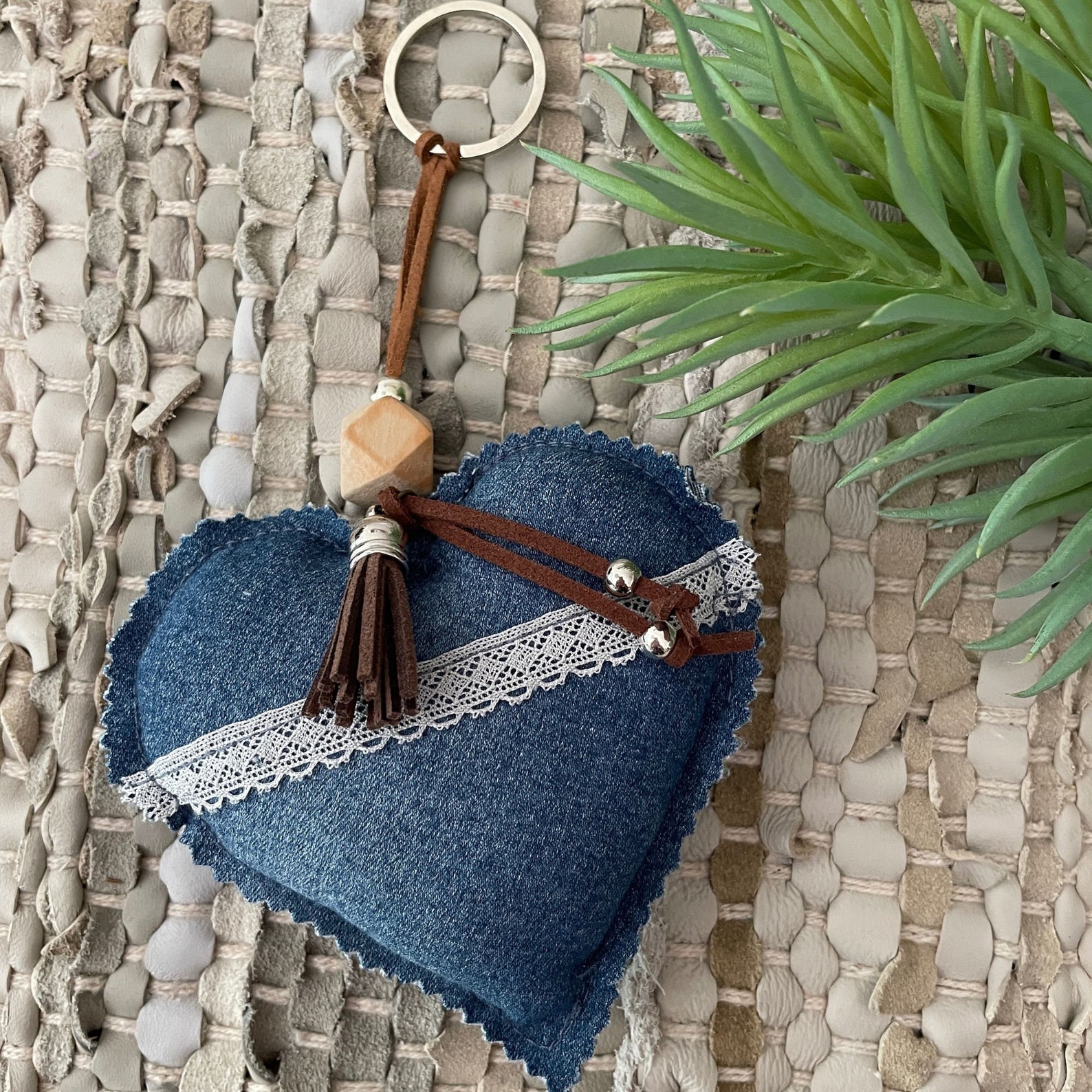 Recycled Denim Heart Keychain: Eco-friendly Bag Charm - Etsy