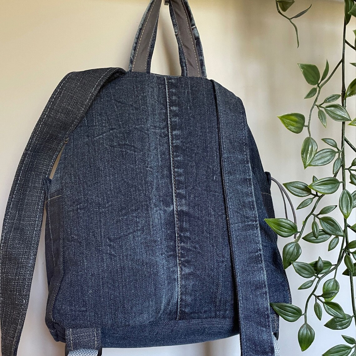 Handmade Recycled Denim Mini Backpack, Modern and Casual Style Denim ...