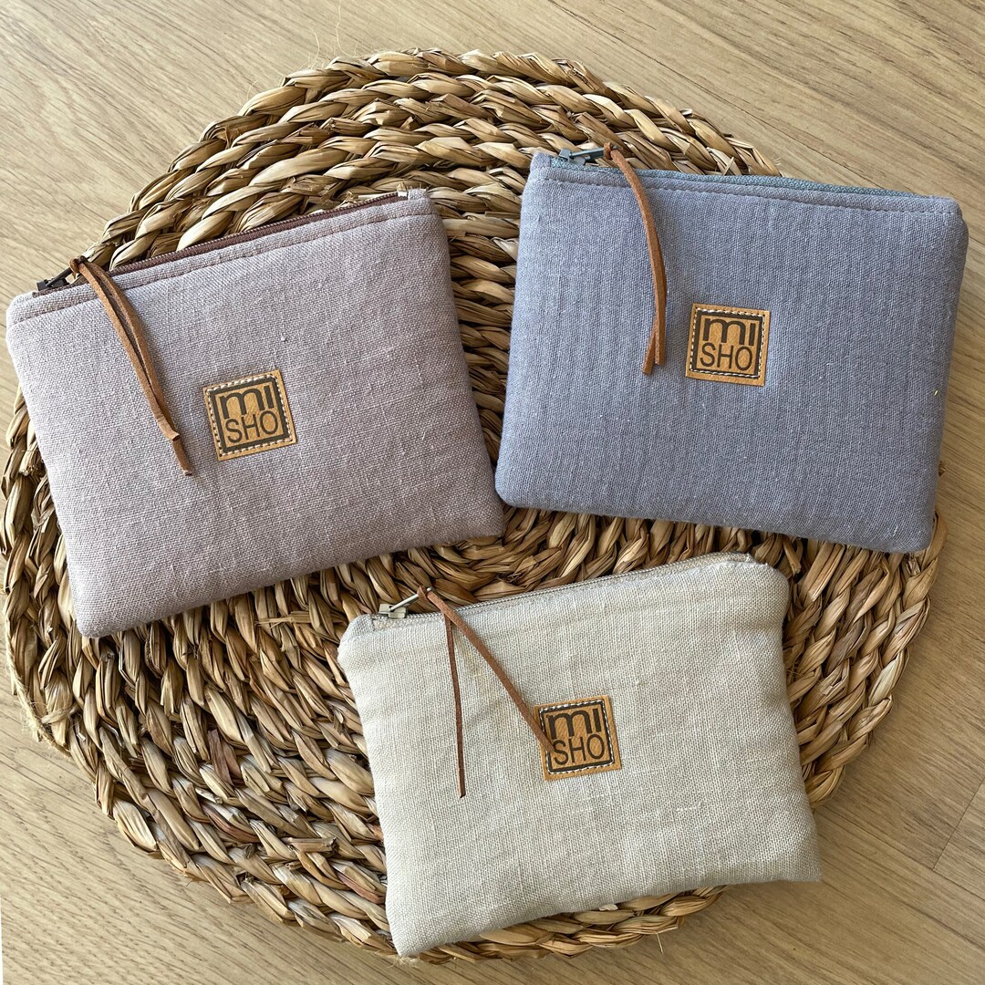 Linen Small Pouches, Linen Fabric Coin Purse, Zipper Small Pouch, Gift ...