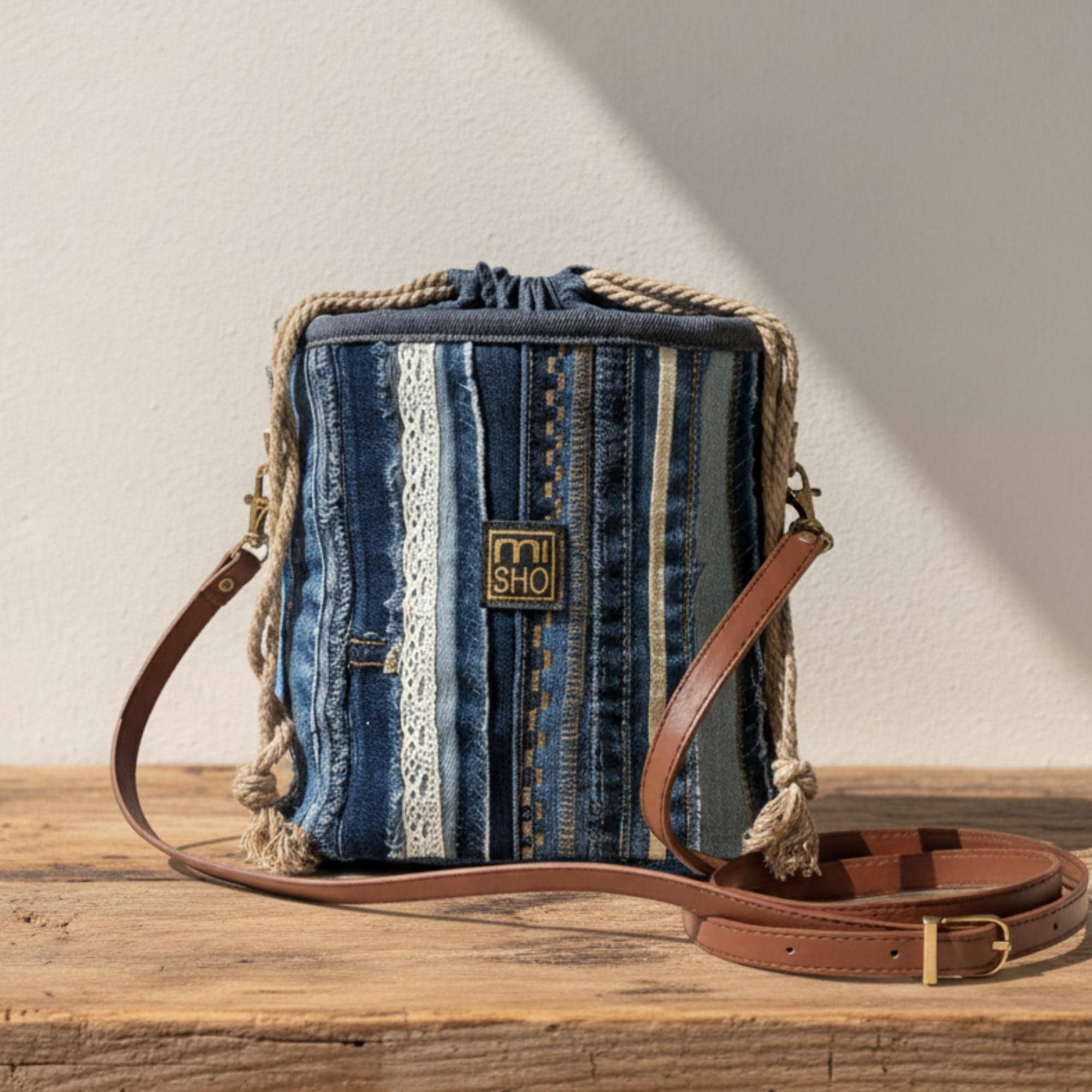 Handmade Upcycled Denim Bucket Bag – Unique Patchwork Purse With ...