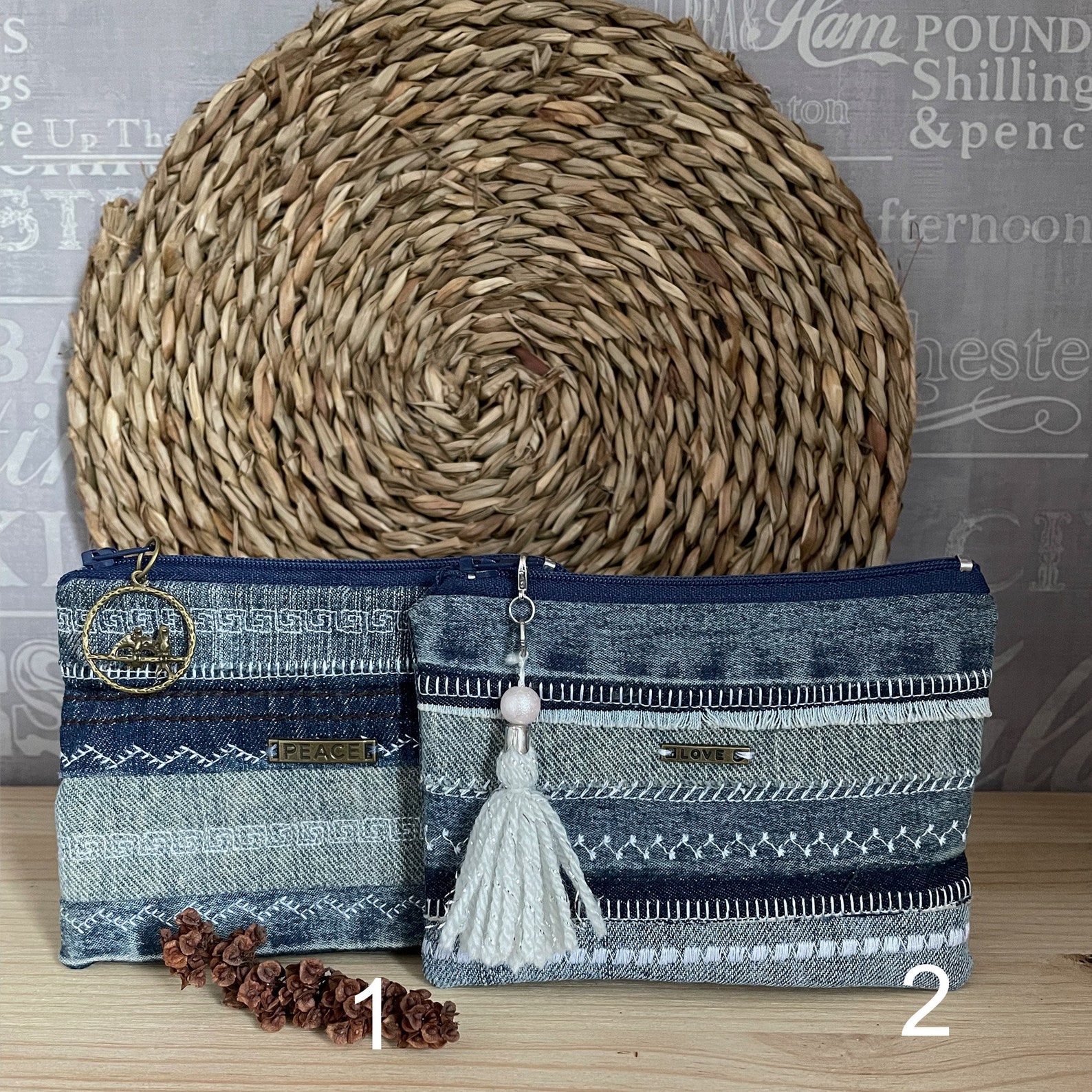 Denim Small Pouches, Recycled Denim Coin Purse, Zipper Small Pouch ...