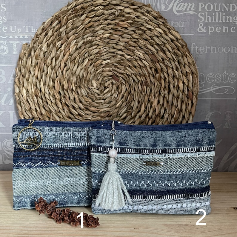 Denim Small Pouches, Recycled Denim Coin Purse, Zipper Small Pouch ...