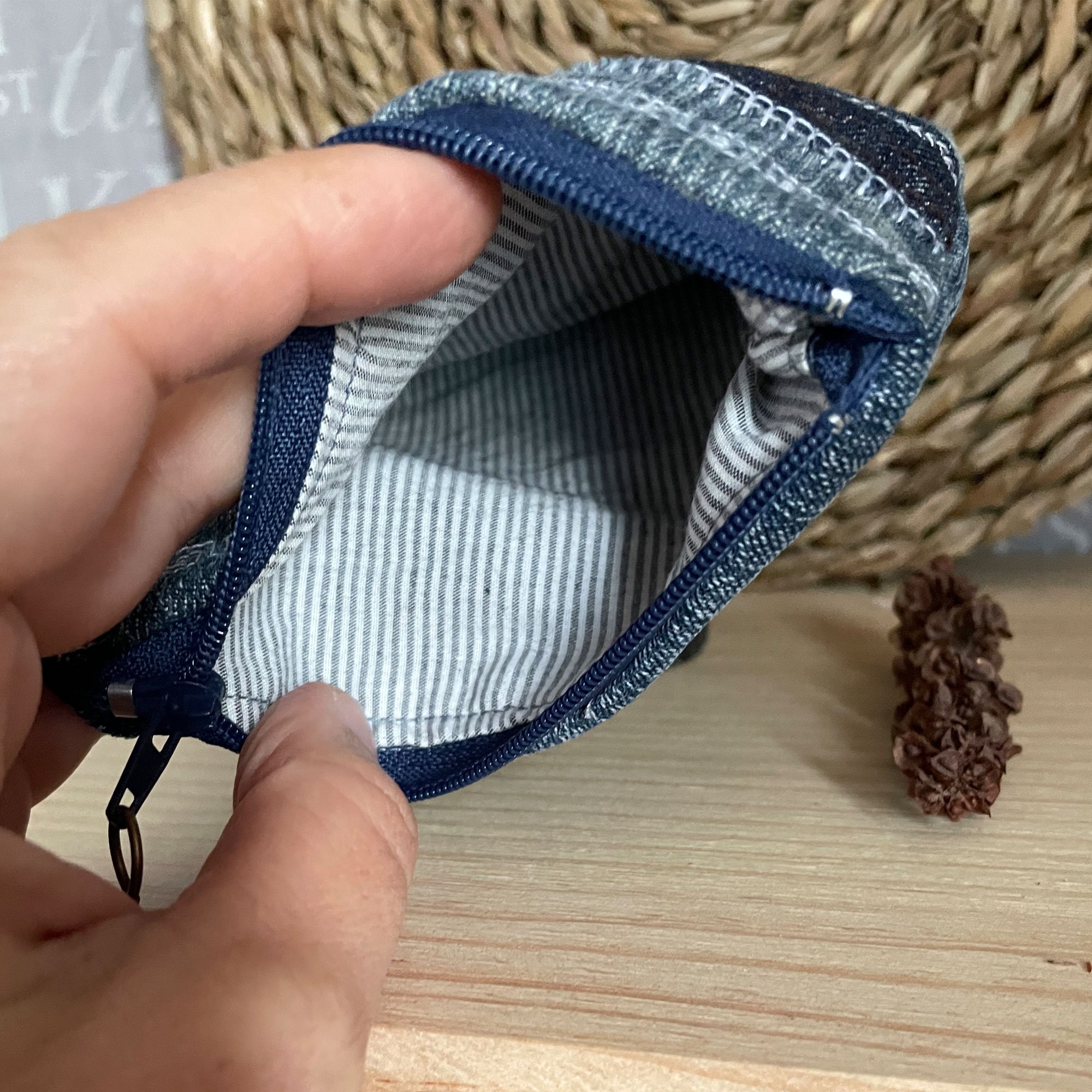 Denim Small Pouches Recycled Denim Coin Purse Zipper Small - Etsy