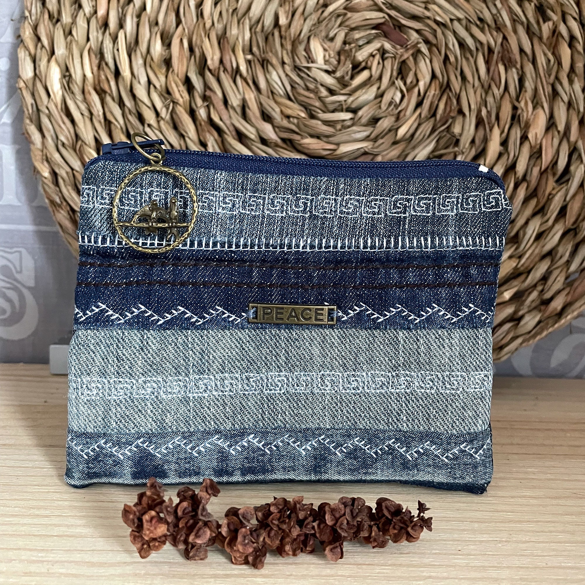 Denim Small Pouches Recycled Denim Coin Purse Zipper Small - Etsy