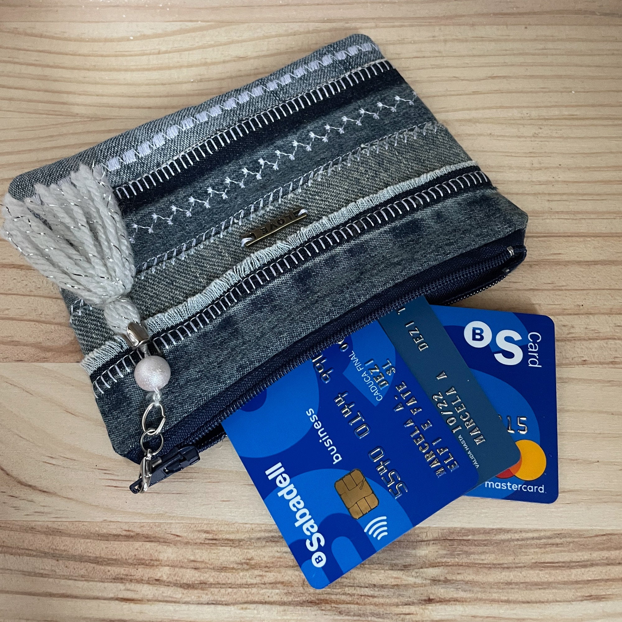 Denim Small Pouches Recycled Denim Coin Purse Zipper Small - Etsy