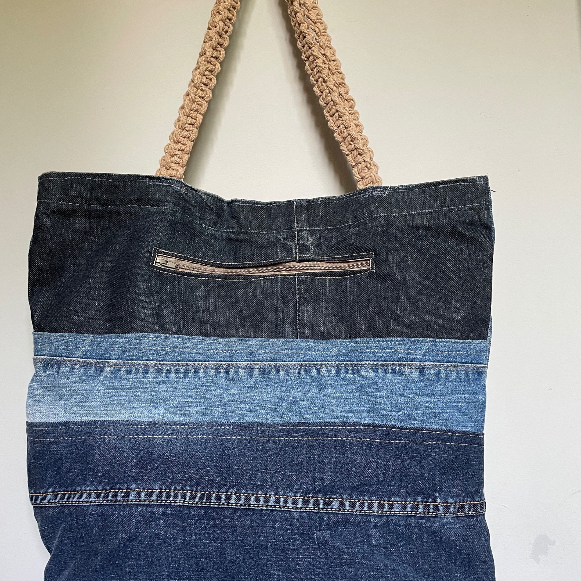 Exclusive Recycled Denim Tote Bag, Tote Bag, Denim Tote, Jeans Big Bag ...