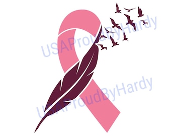 Cancer Ribbon Feather Svg - Etsy
