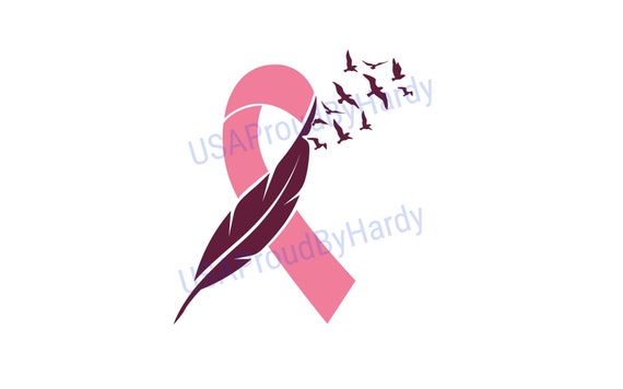 Ribbon Feather and Birds Cancer Awareness SVG Digital | Etsy