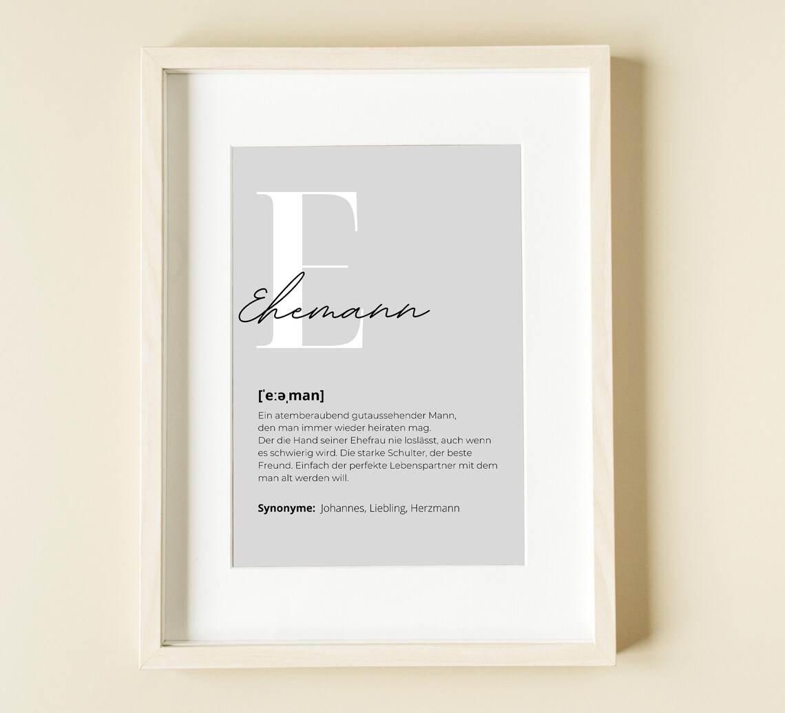 Personalisiertes Poster Ehemann Definition/Bedeutung Geschenk | Etsy