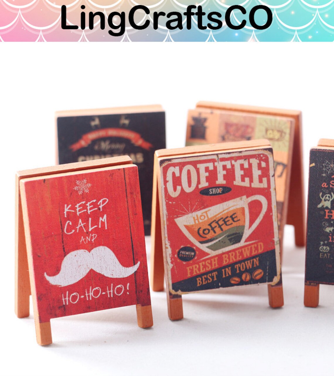 Miniature Billboard, DIY Play House Wooden Signboard, Dollhouse ...