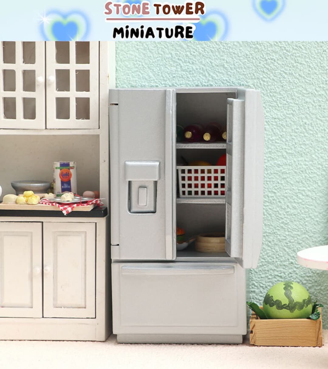 Miniature Refrigerator for Dollhouse,dollhouse White/silver ...