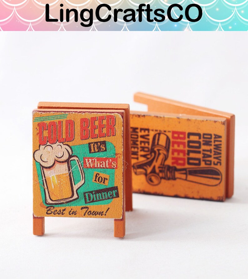 Miniature Billboard, DIY Play House Wooden Signboard, Dollhouse ...