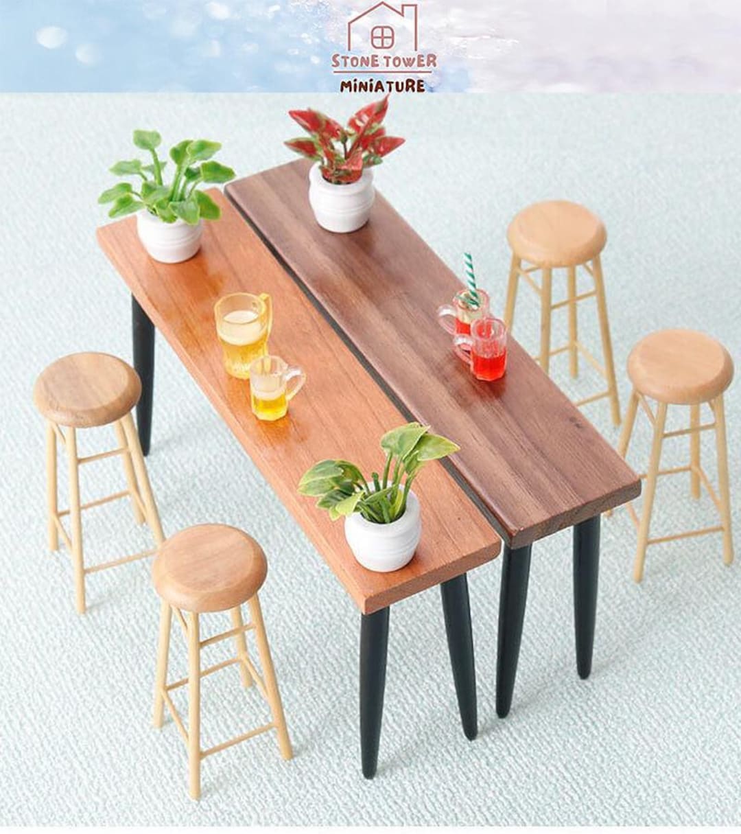 Dollhouse Wooden Table, Miniature Wooden Bar Table,miniature Desk ...